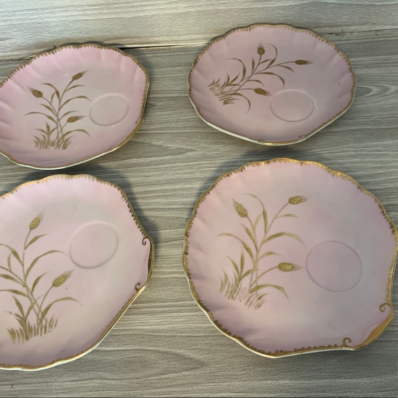 Dining | Set Of 4 Vintage Napco Gold Hand Painted Snack Tray Plates ...